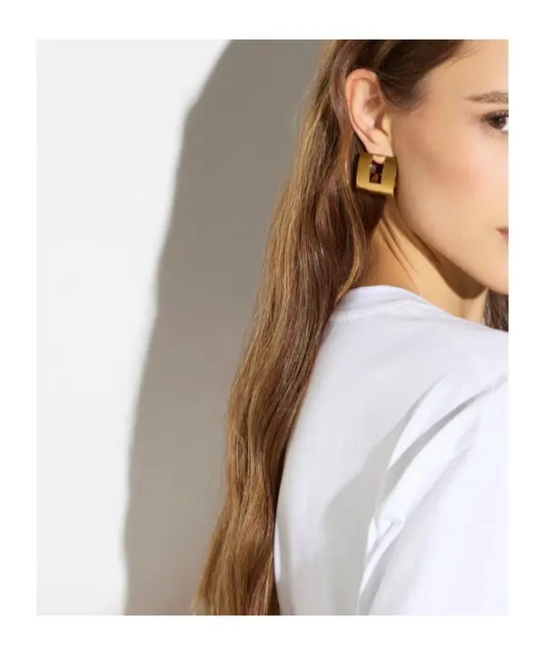 Elisabetta Franchi Curved Logo Earrings