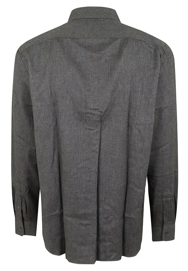 Brunello Cucinelli Herringbone-weave Long-sleeve Shirt - Grey