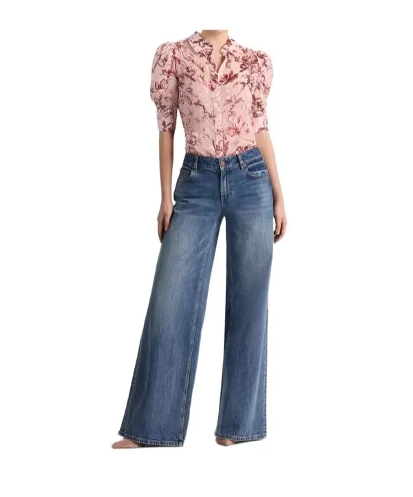 ALICEOLIVIA Willa Puffed-sleeve Floral Shirt