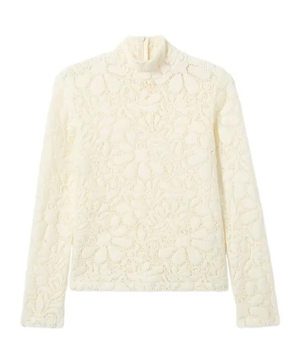 La DoubleJ Floral-pattern Lace Turtleneck Top
