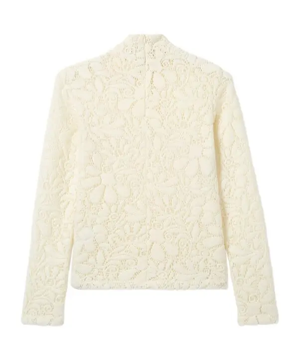 La DoubleJ Floral-pattern Lace Turtleneck Top
