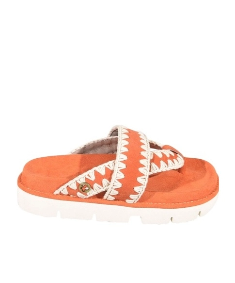 Mou Contrast Stitch Platform Flip Flops