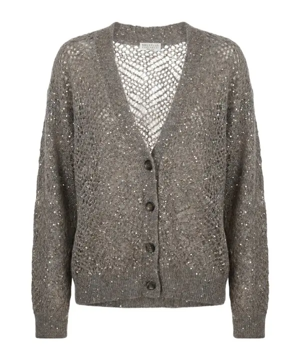 Brunello Cucinelli V-neck Long-sleeved Knit Top
