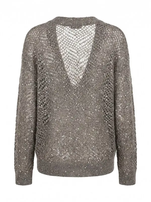 Brunello Cucinelli V-neck Long-sleeved Knit Top