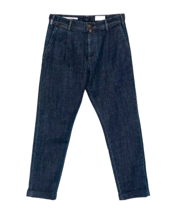 Jacob Cohen Pleated Straight-leg Jeans - Dark Blue