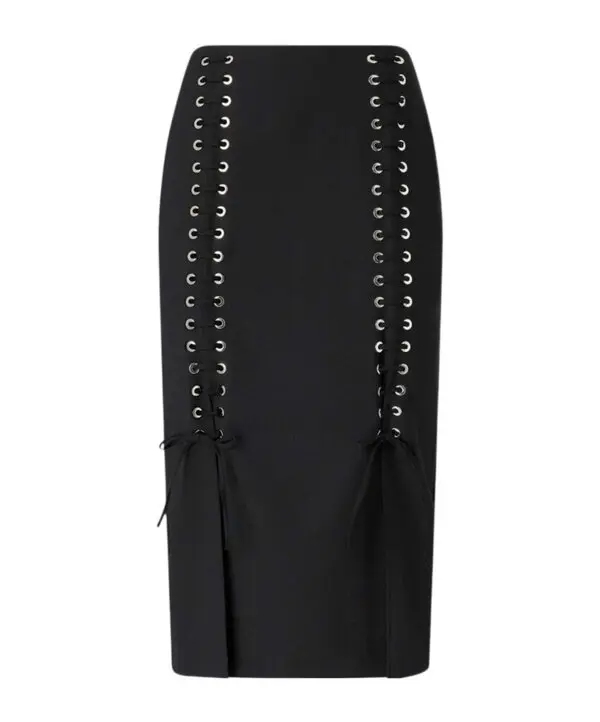 Pinko Lace-up Front-slit Skirt