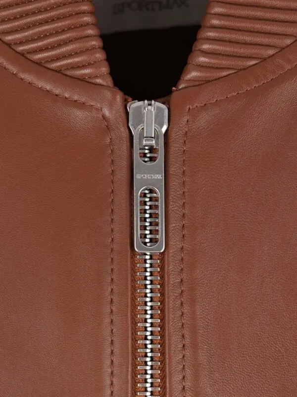 Sportmax Amour Leather Bomber Jacket - Brown