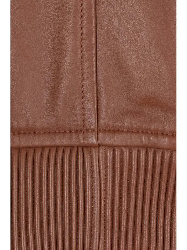 Sportmax Amour Leather Bomber Jacket - Brown