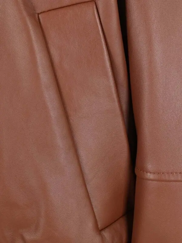 Sportmax Amour Leather Bomber Jacket - Brown