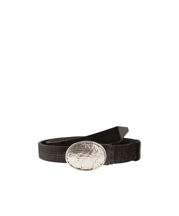 Brunello Cucinelli Embossed Oval Buckle Belt - Black