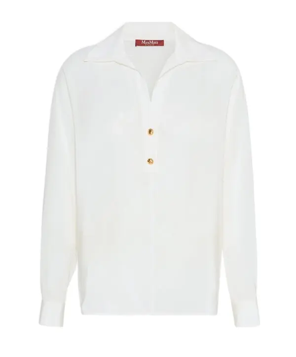Max Mara Mstaia Buttoned Long Sleeve Top - Silk