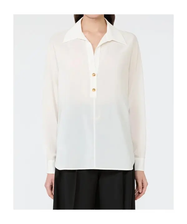 Max Mara Mstaia Buttoned Long Sleeve Top - Silk