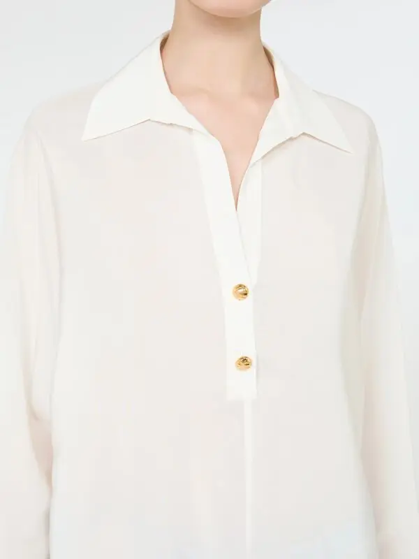 Max Mara Mstaia Buttoned Long Sleeve Top - Silk