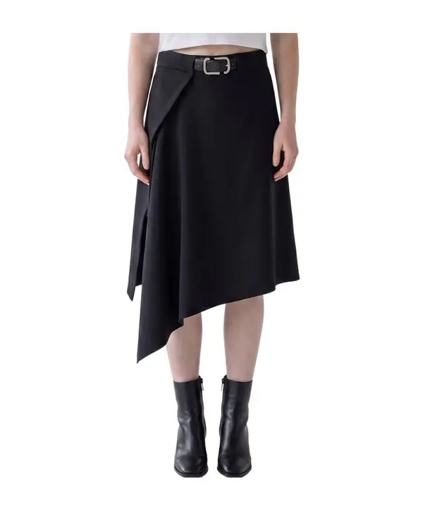 Attico Asymmetric Midi Skirt With Belt