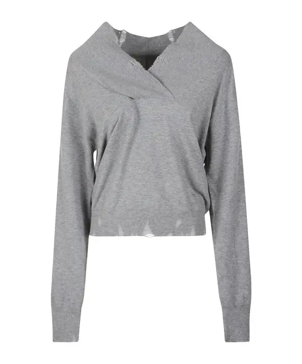 Stella McCartney Knitted Distressed Jumper - Gray