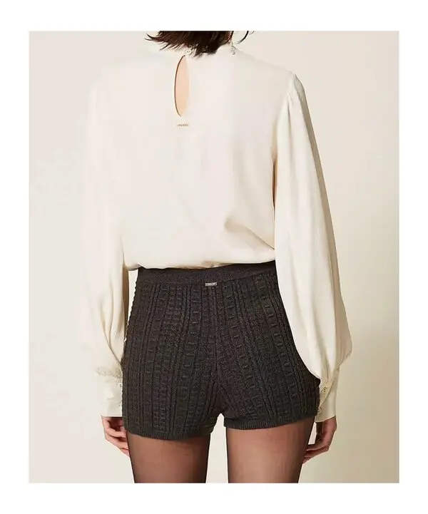 TWINSET Jacquard Bow Detail Blouse - White