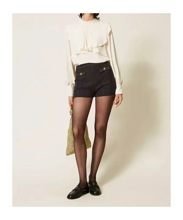 TWINSET Jacquard Bow Detail Blouse - White