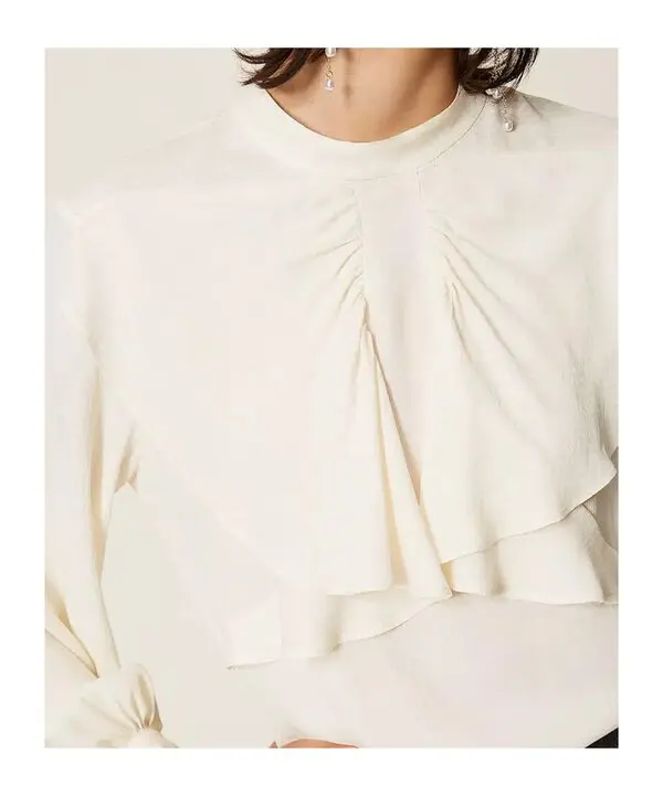 TWINSET Jacquard Bow Detail Blouse - White