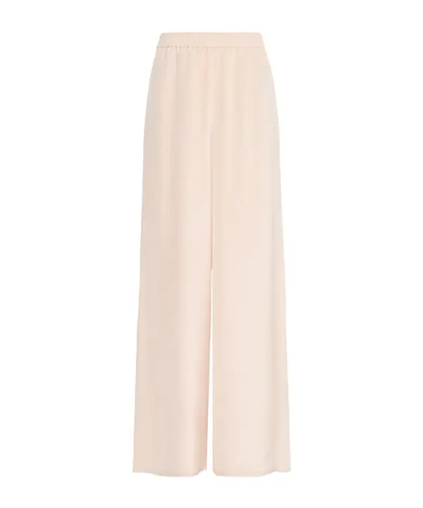 Max Mara Relaxed-fit Heavy Silk Trousers With Monogram Detail