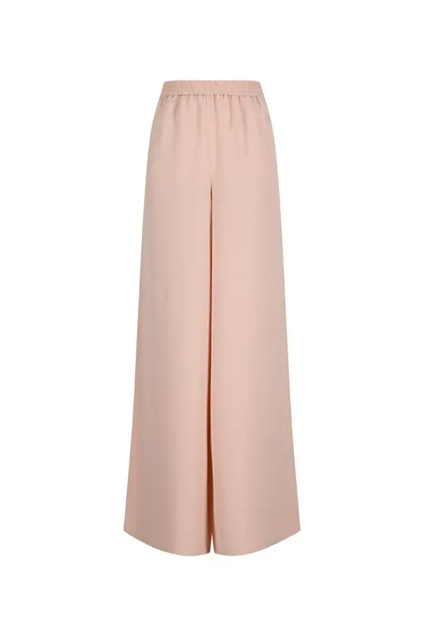 Max Mara Relaxed-fit Heavy Silk Trousers With Monogram Detail - Pink