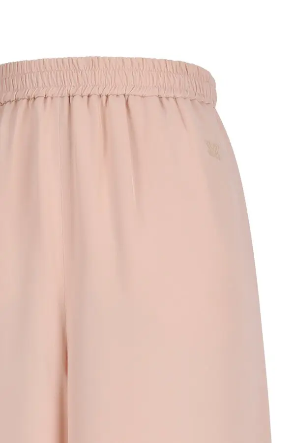 Max Mara Relaxed-fit Heavy Silk Trousers With Monogram Detail - Pink