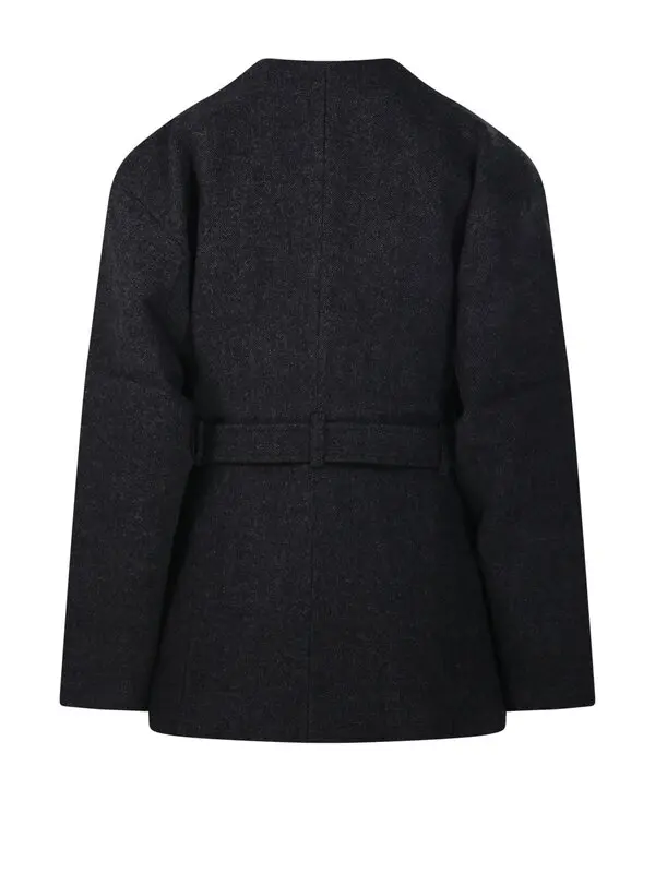 GANNI Grey Wool Belted Jacket