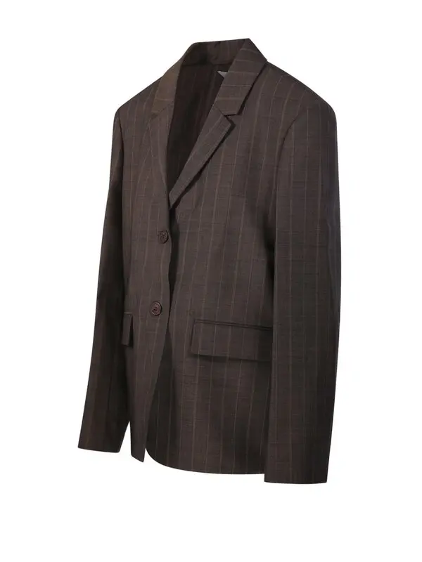 GANNI Blazer In Pinstripe Wool