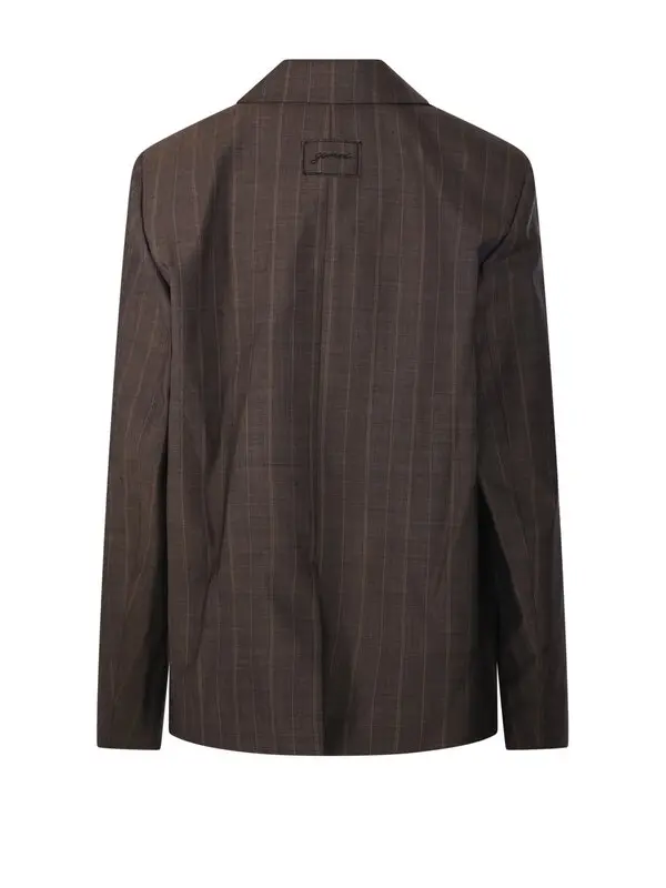 GANNI Blazer In Pinstripe Wool