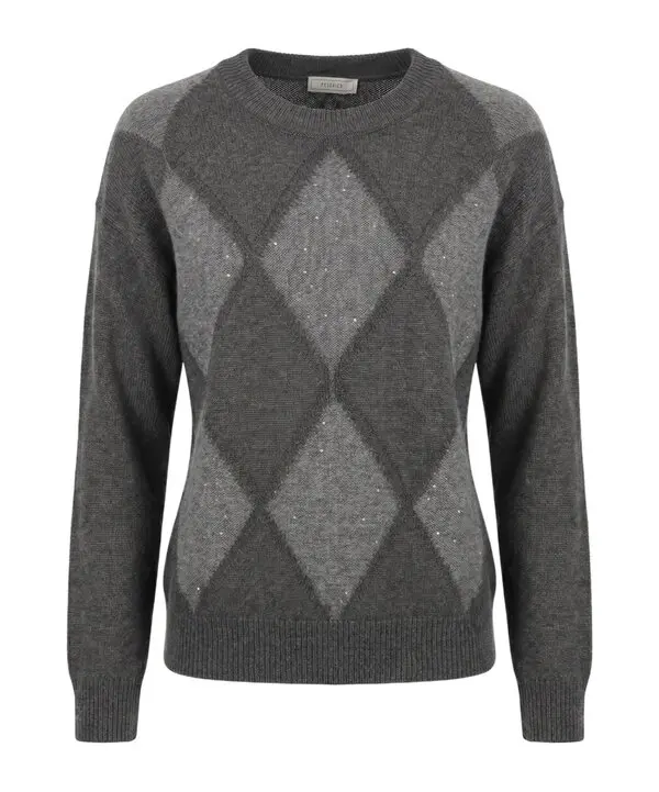 Peserico Long-sleeved Knitted Sweater With Diamond Pattern