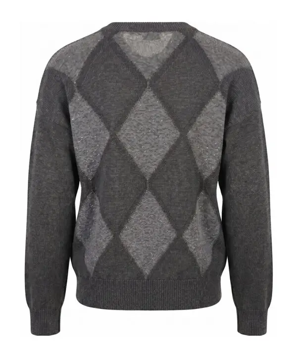 Peserico Long-sleeved Knitted Sweater With Diamond Pattern