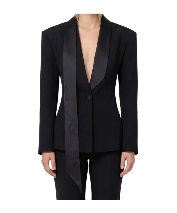 Attico Satin Shawl Tuxedo Blazer