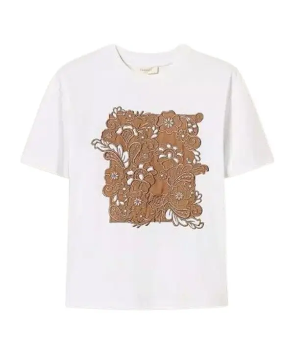 TWINSET Floral Embroidered T-shirt - White