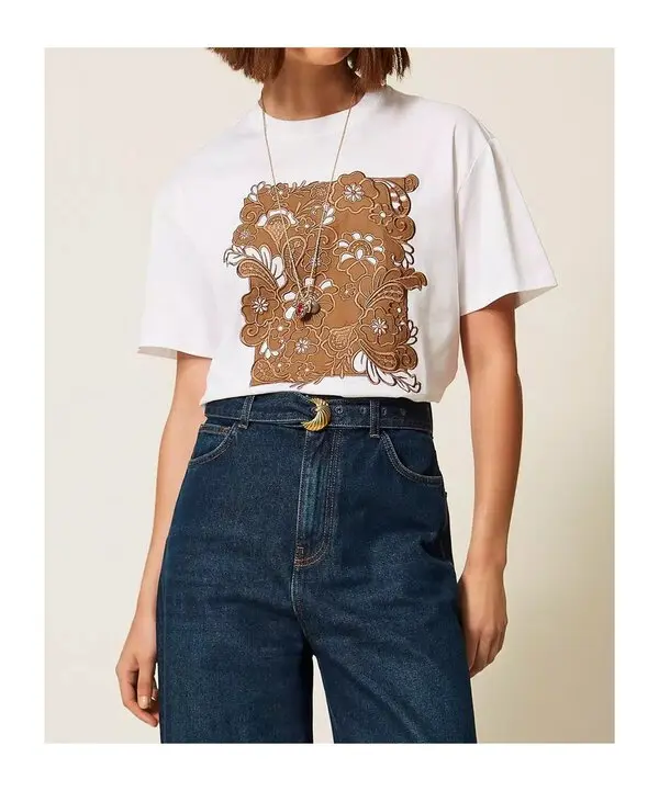 TWINSET Floral Embroidered T-shirt