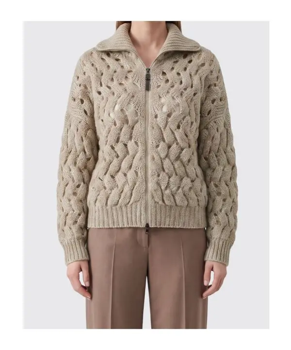 Brunello Cucinelli Dazzling Zigzag Cables Chunky-knit Cardigan - No