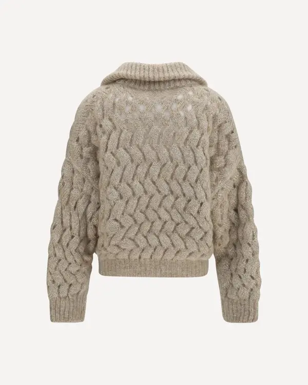 Brunello Cucinelli Dazzling Zigzag Cables Chunky-knit Cardigan