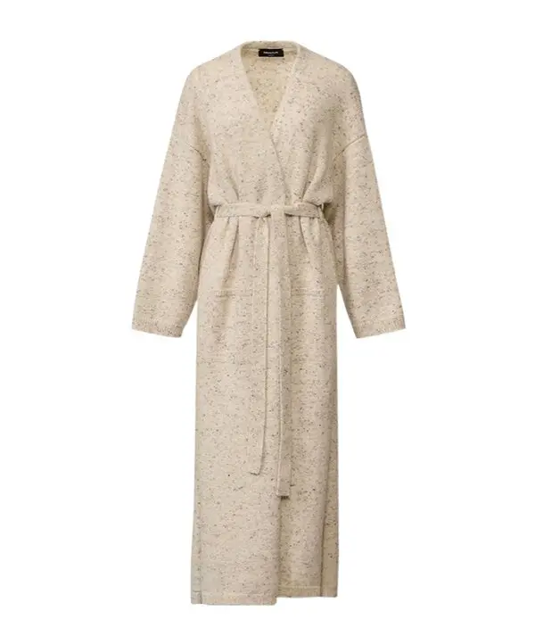 Fabiana Filippi Long Knit Cardigan With Waist Tie And Pockets - Nude