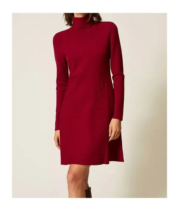 TWINSET High Neck Knit Mini Dress