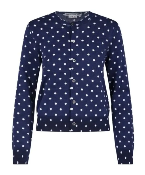 Comme Des Garçons Polka Dot Buttoned Cardigan - Blue