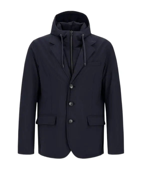 Herno Resort Blazer In Melange-effect Stretch Nylon