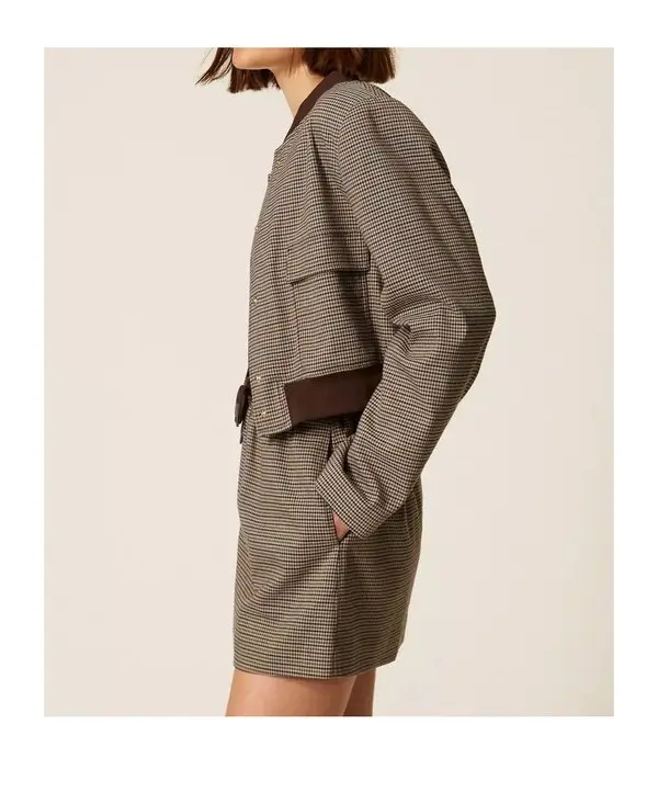 TWINSET Houndstooth Cropped Jacket