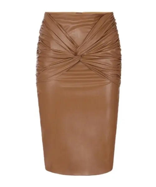 Elisabetta Franchi Draped Midi Skirt With Knot Detail - Cigar