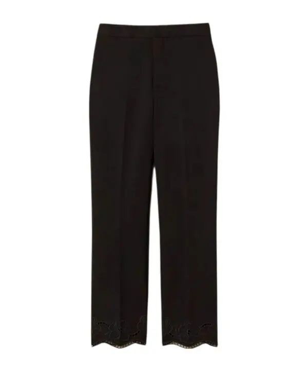 TWINSET Embroidered Pleated Trousers - Black