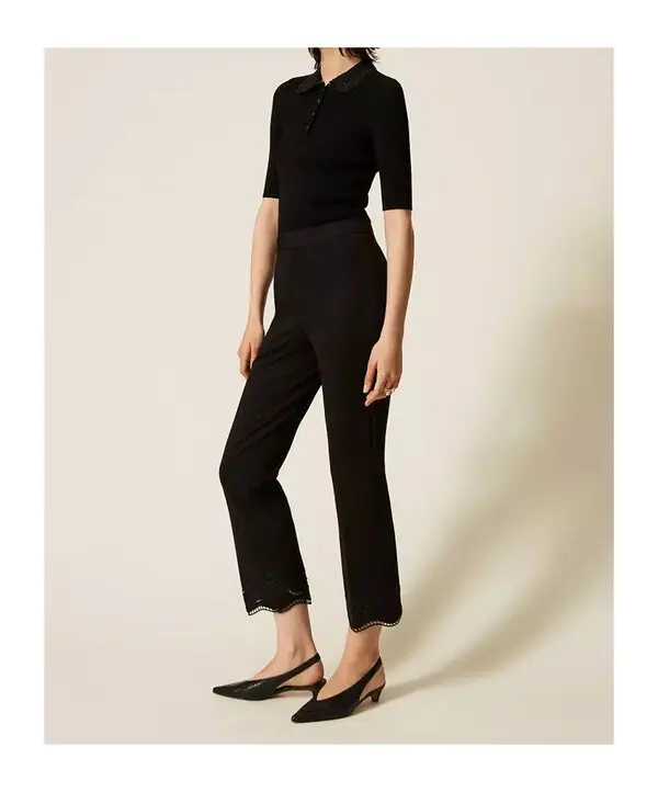 TWINSET Embroidered Hem Pants