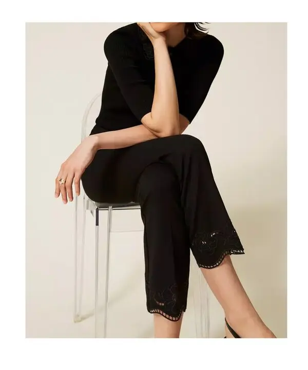 TWINSET Embroidered Hem Pants