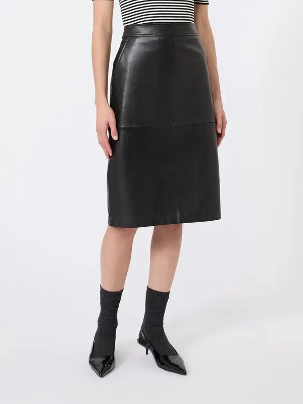 Max Mara Leather Midi Skirt