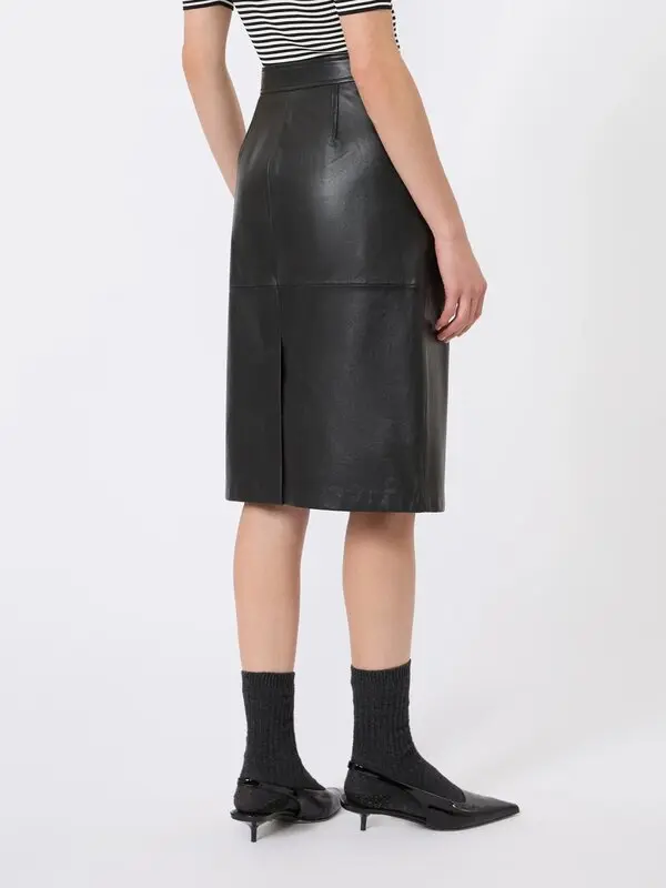 Max Mara Leather Midi Skirt