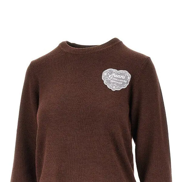 GANNI Logo Patch Knitted Jumper - Red