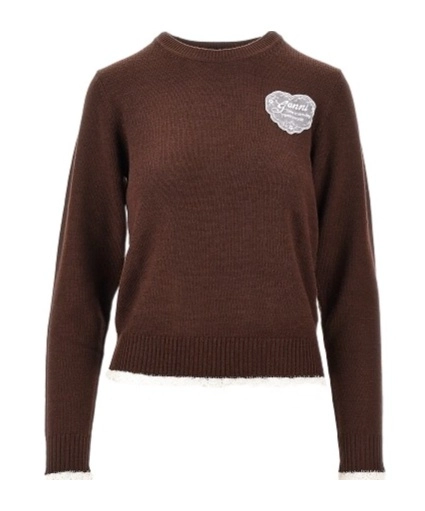 GANNI Logo Patch Knitted Jumper - Red