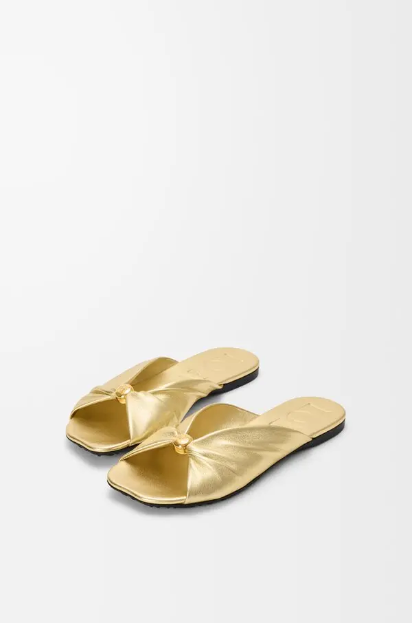 Loewe Pebble Soft Slide In Laminated Lambskin