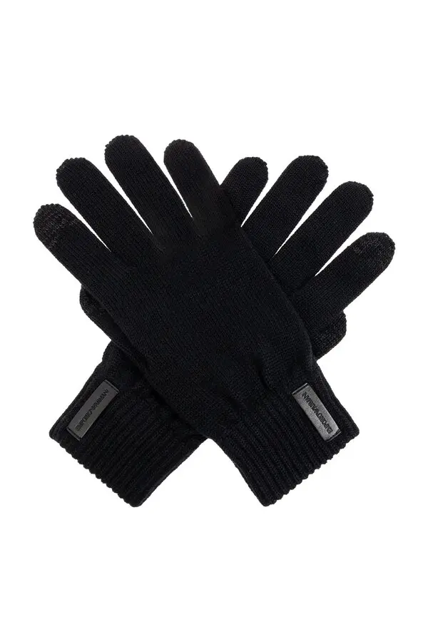Emporio Armani Logo-patch Gloves - Black